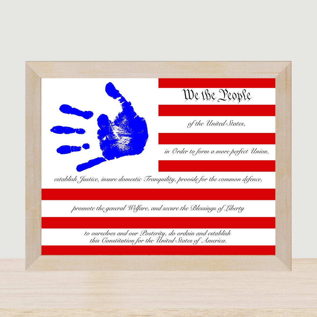 Patriotic American Flag Constitution Handprint Craft Printable ...