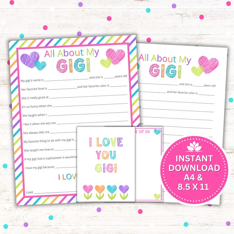 All About My Gigi Printable: Mother's Day Card (instant Download) - Etsy
