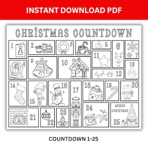 Christmas Countdown Coloring Sheet Advent - Printable Advent Calendar ...