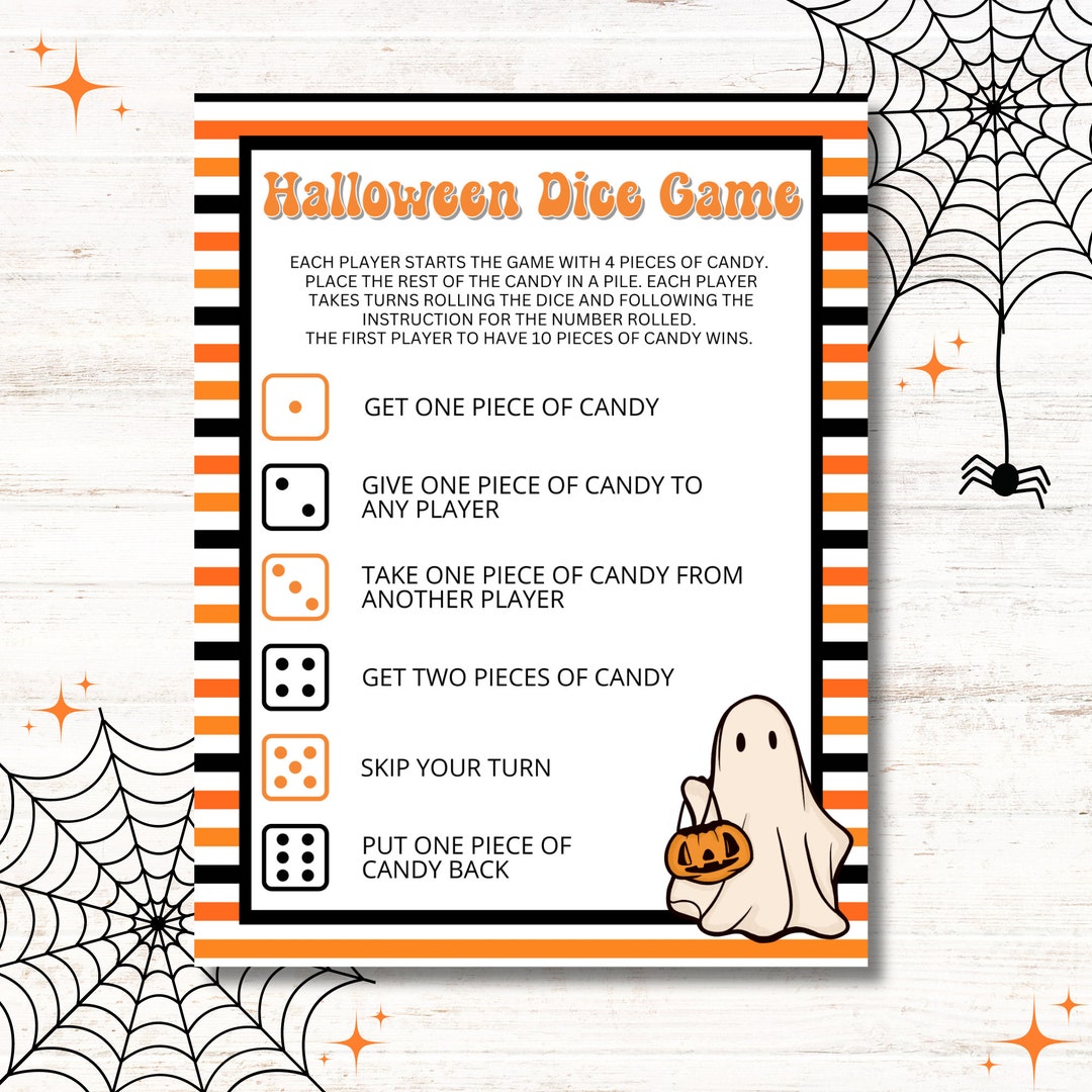 Halloween Ghost Candy Dice Game Printable | Halloween Party Game ...