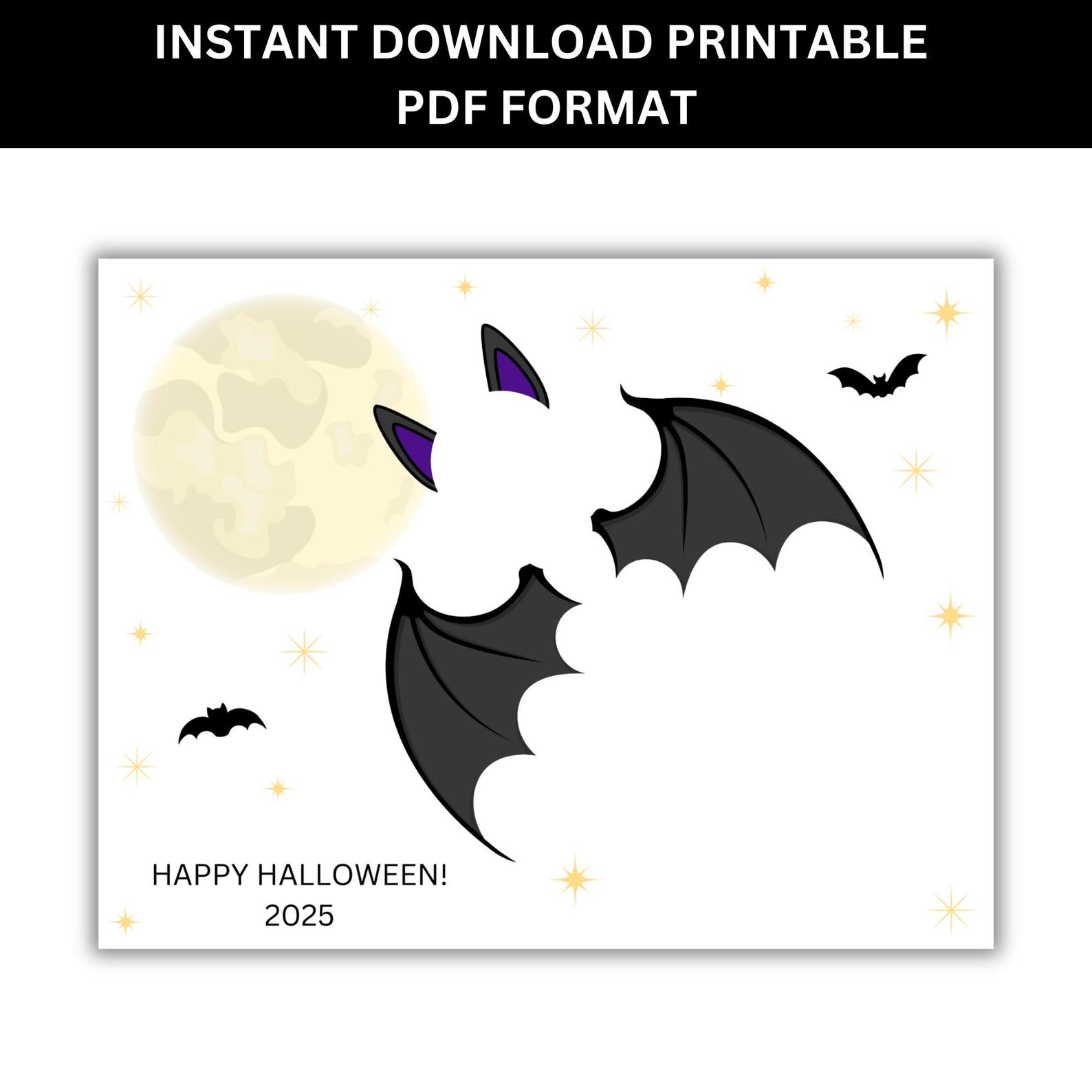 Bat Footprint Halloween Craft: Toddler & Baby Keepsake Art (PDF ...