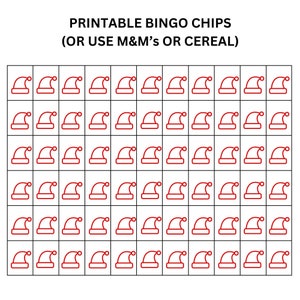 Printable Santa Bingo 24 Cards, Call Cards, Bingo Chips Instant Download Christmas Party, Family ...