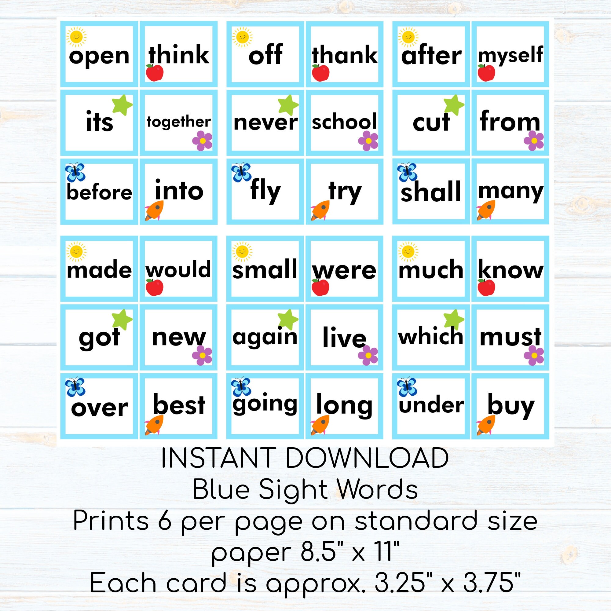 Printable Sight Word Flashcards Kindergarten 1st Grade - Etsy Australia