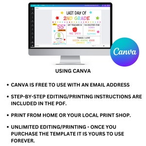 Editable School Sign | First and Last Day | Canva Template | Instant ...