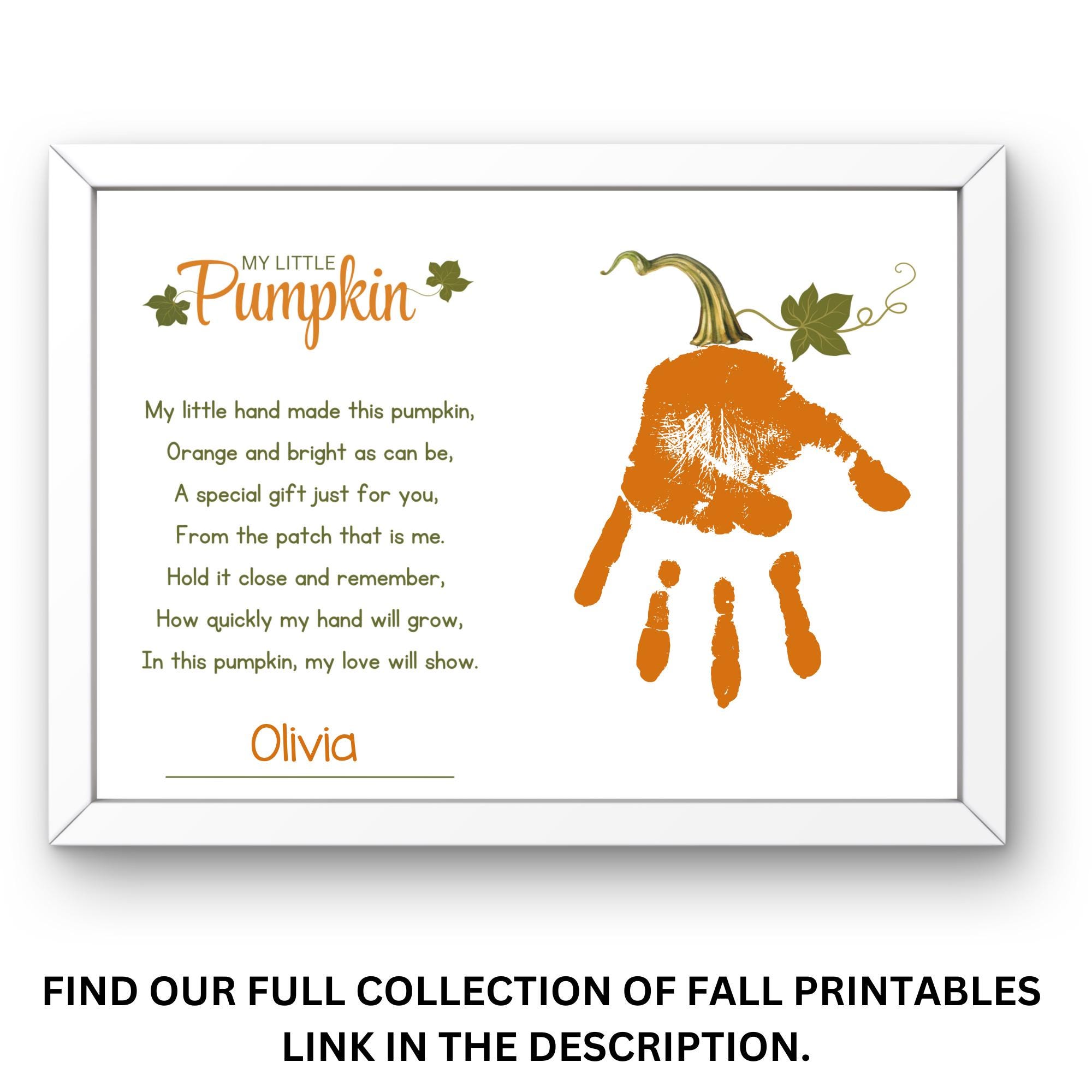 Cutest Pumpkin Handprint Craft: Halloween Keepsake Art Digital Download ...