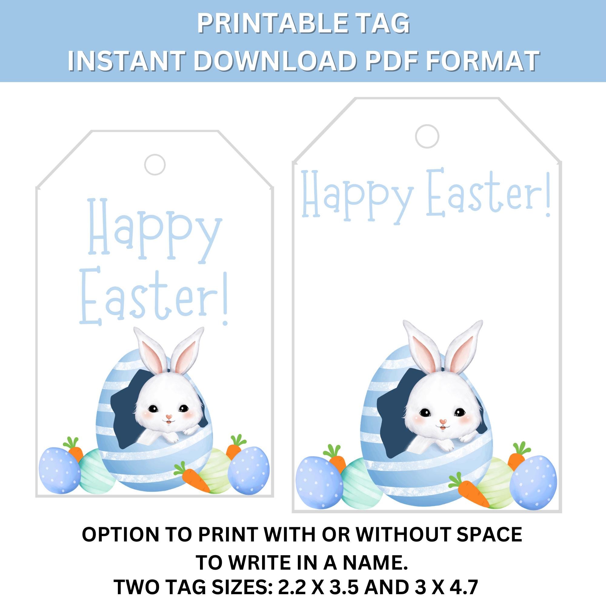 Editable Easter Bunny Letter & Gift Tag - Printable Canva Template (PDF ...