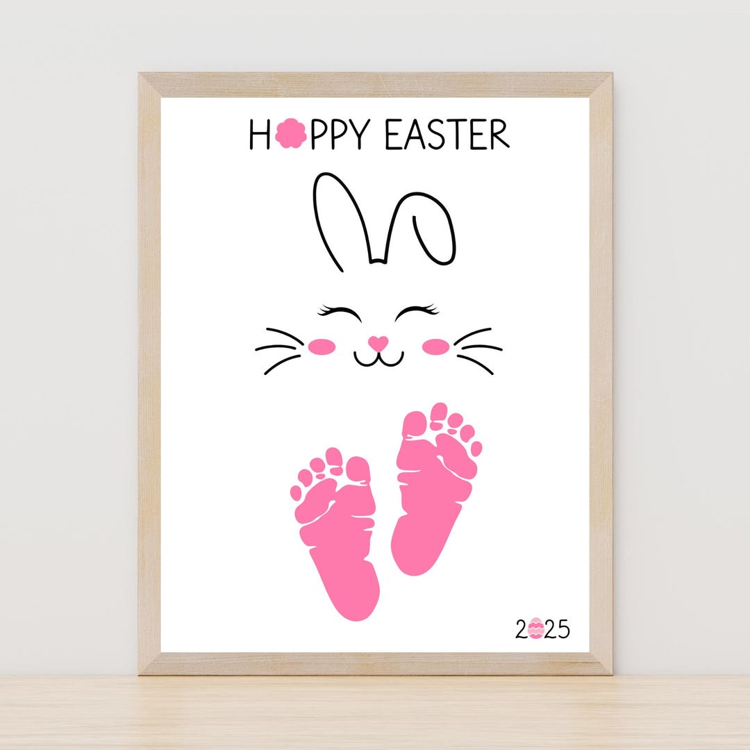 Easter Bunny Footprint Craft, Easter Keepsake Printable, Kids Easter ...