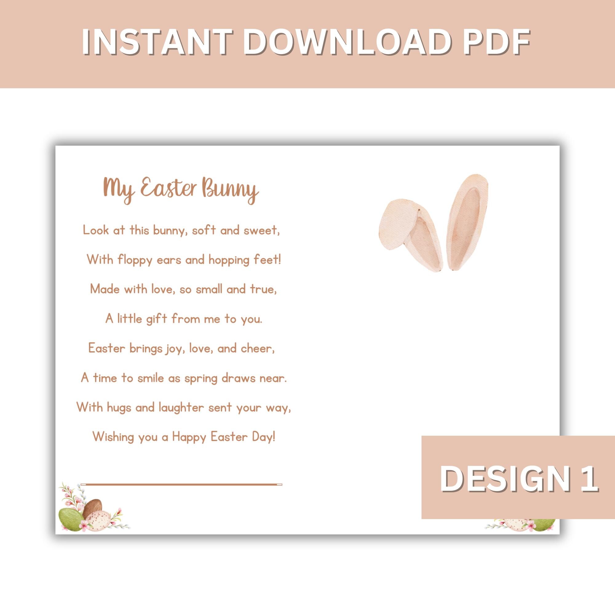 Easter Bunny Footprint Poem Art: Kids Keepsake Gift (PDF) - Etsy