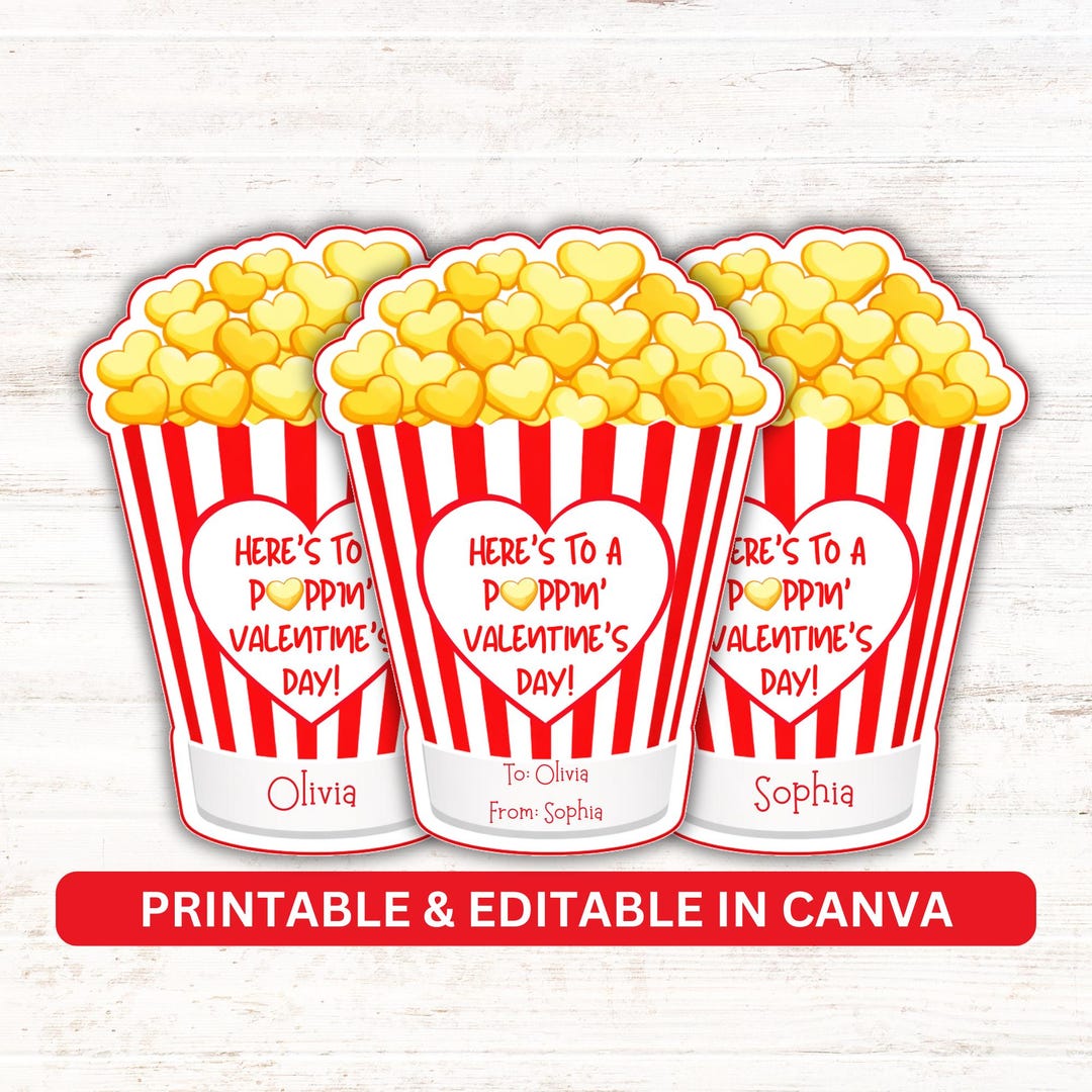 Have a Poppin Valentine Tag | Printable Popcorn Valentine | Editable ...