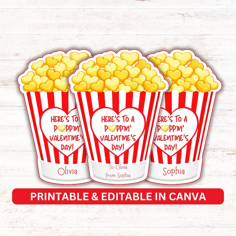 Have a Poppin Valentine Tag | Printable Popcorn Valentine | Editable ...