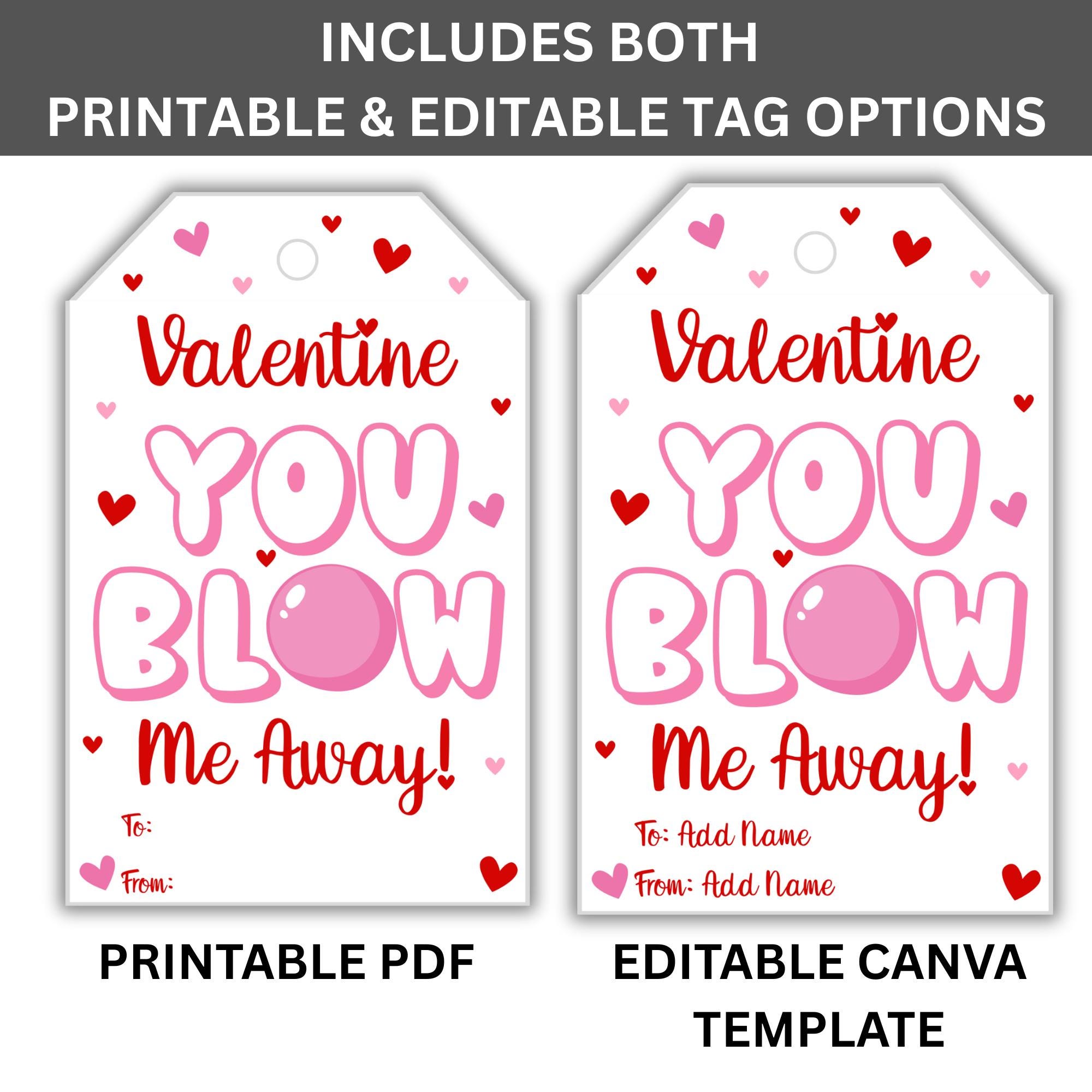You Blow Me Away Valentine Sucker Tags | Bubblegum Classroom Valentines ...