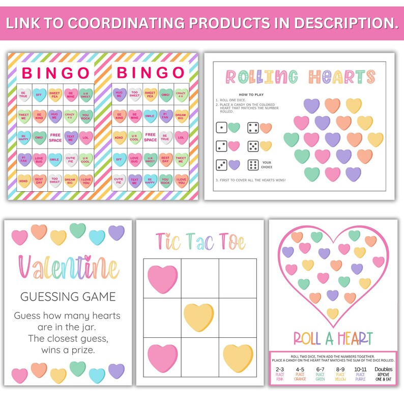 Valentine Roll a Heart Game Printable | Valentine Party Classroom ...