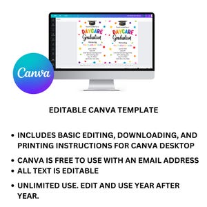 Editable Daycare Graduation Invitation, Canva Template, 8.5x11 & A4 ...