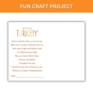 Turkey Poem Handprint Art: Thanksgiving Keepsake Craft (instant ...