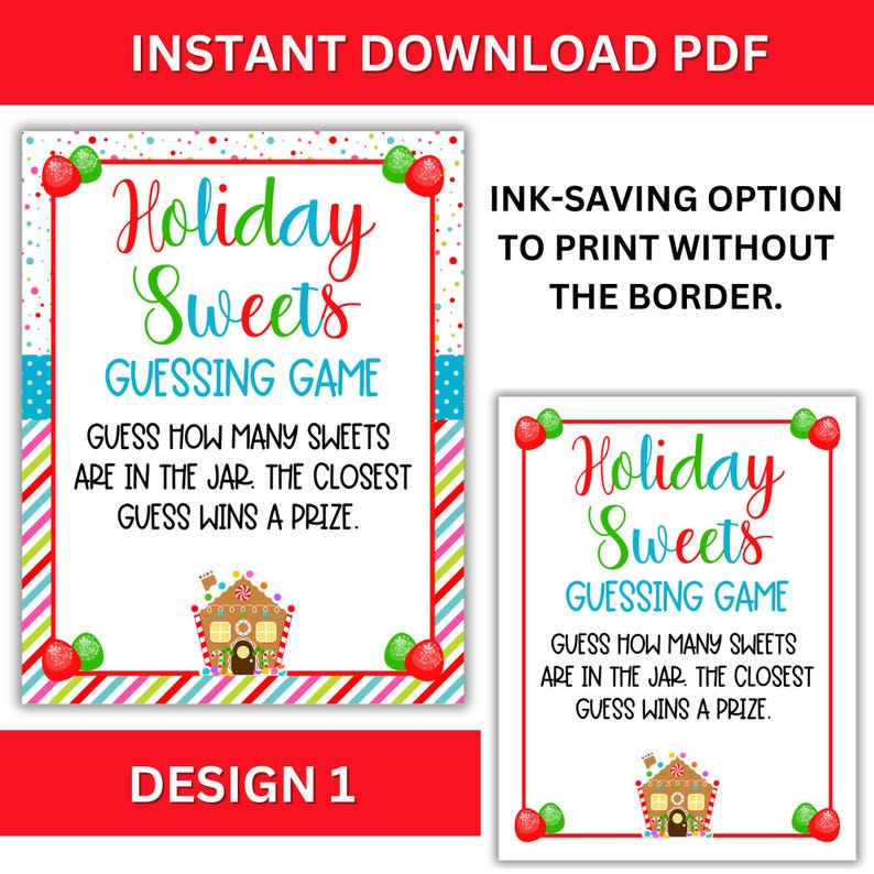 Holiday Sweets Guessing Game Printable | Christmas Party Game - Etsy