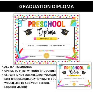 Editable Preschool Graduation Invitation & Program Templates (canva ...