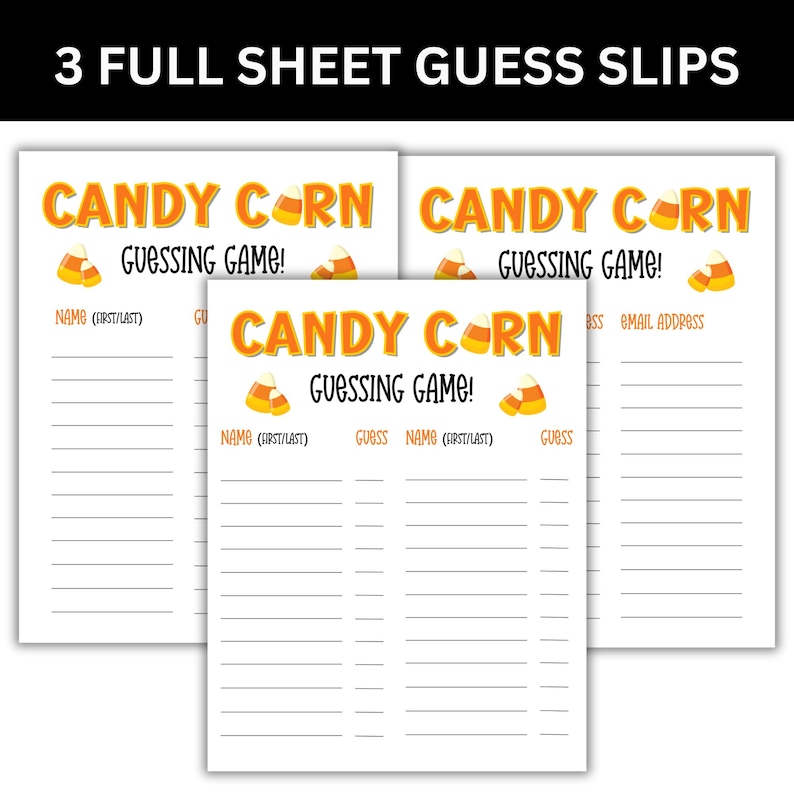Candy Corn Guessing Game: Halloween Party, Classroom (instant PDF ...