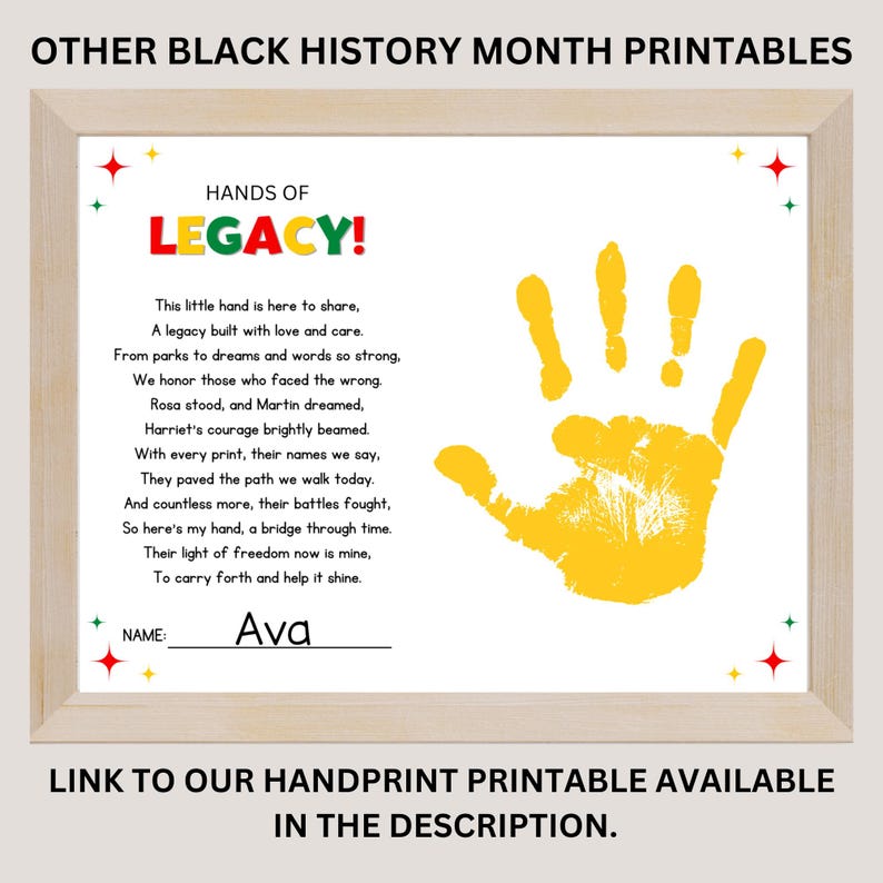 Black History Month Handprint Craft - "handprints in History" Poem ...