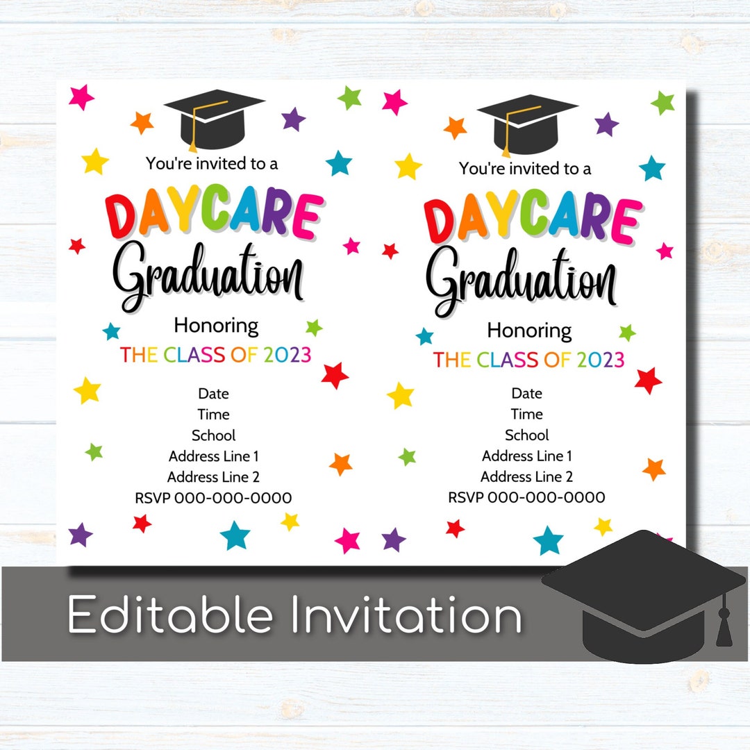 Editable Daycare Graduation Invitation, Daycare Printables, Daycare ...