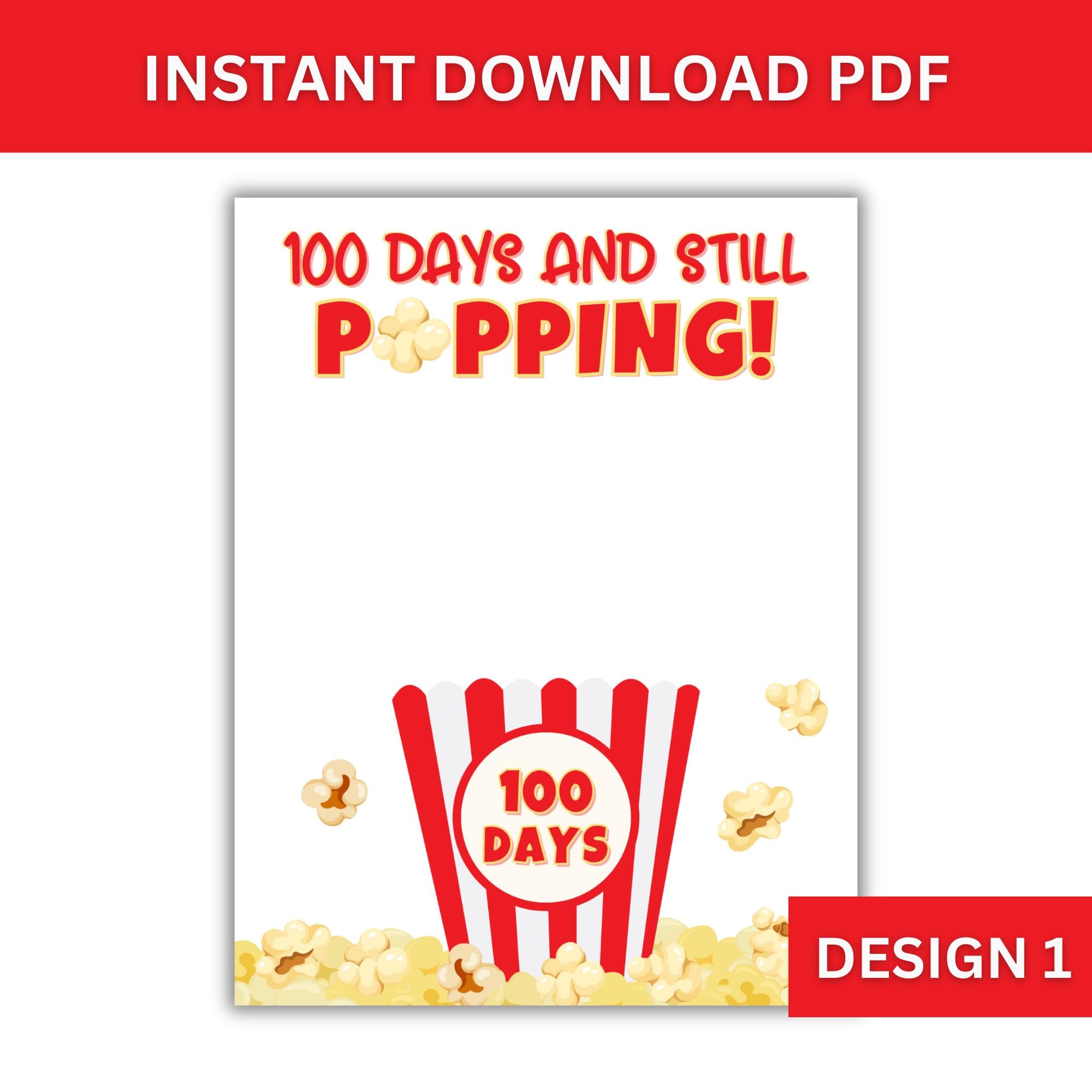 100th Day of School Handprint Craft | Popcorn Handprint Printable ...