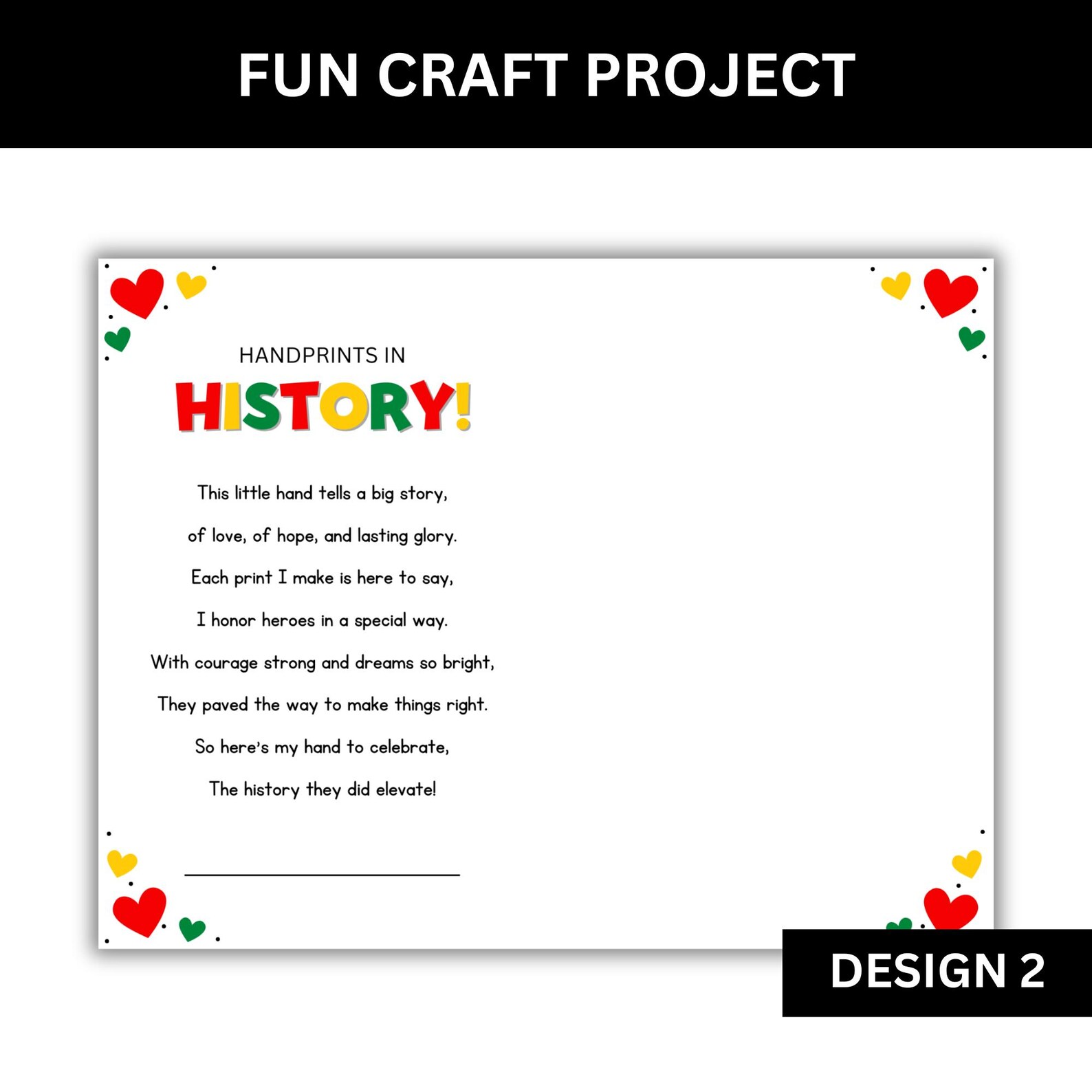Black History Month Handprint Craft - "handprints in History" Poem ...