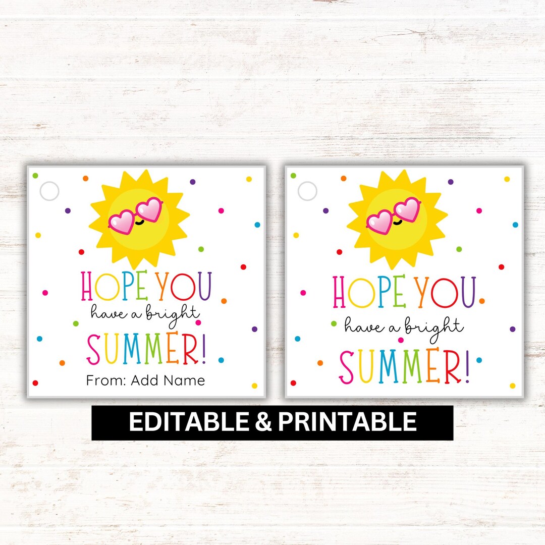 Bright Summer Gift Tags | Last Day of School Tags | End of Year Student ...