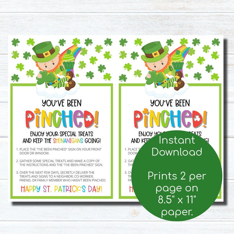 You've Been Pinched Signs St. Patrick's Day Games - Etsy