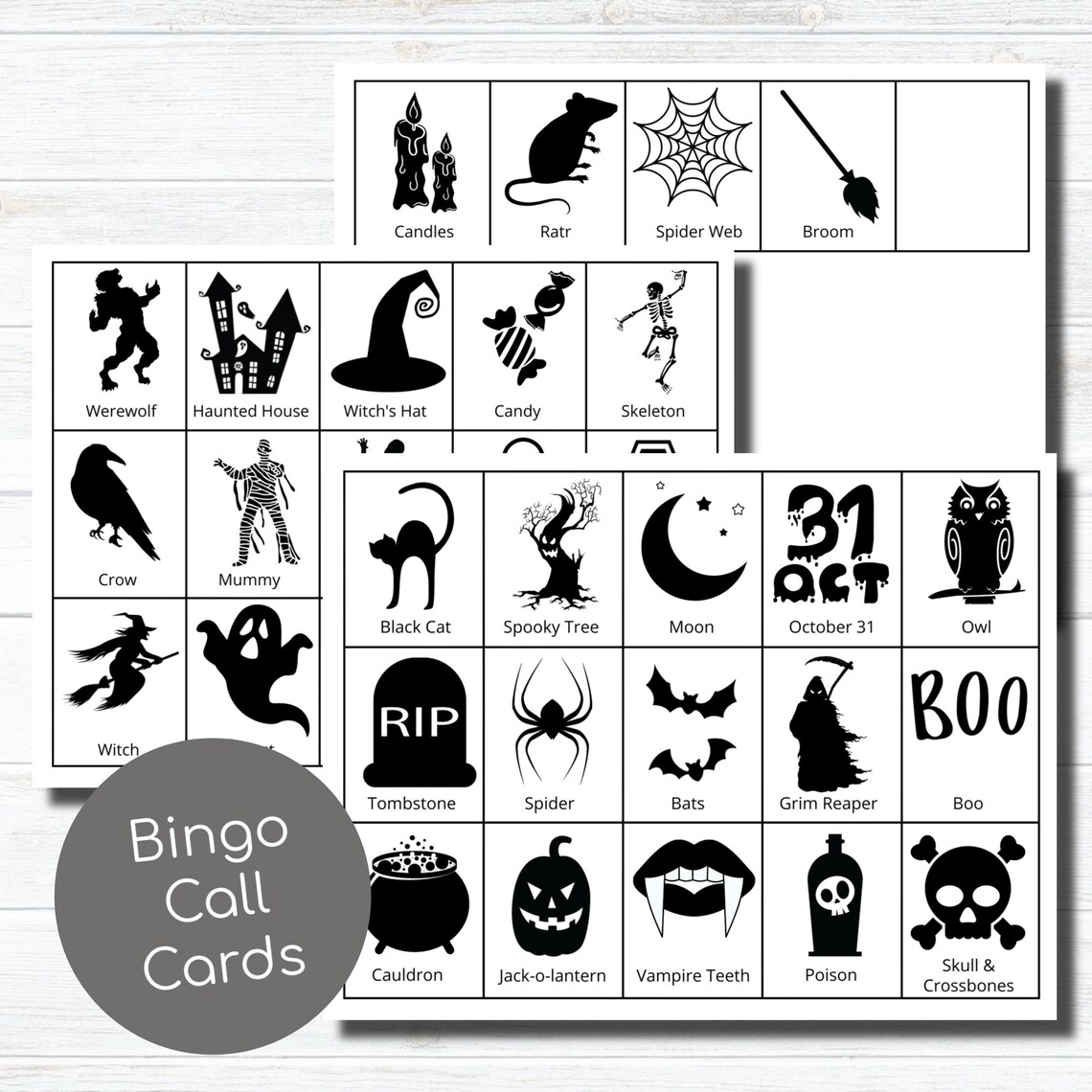 Printable Halloween Party Games Halloween Bingo Halloween - Etsy