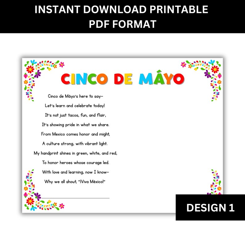 Cinco De Mayo Handprint Craft: Kids Activity (instant Download PDF) - Etsy