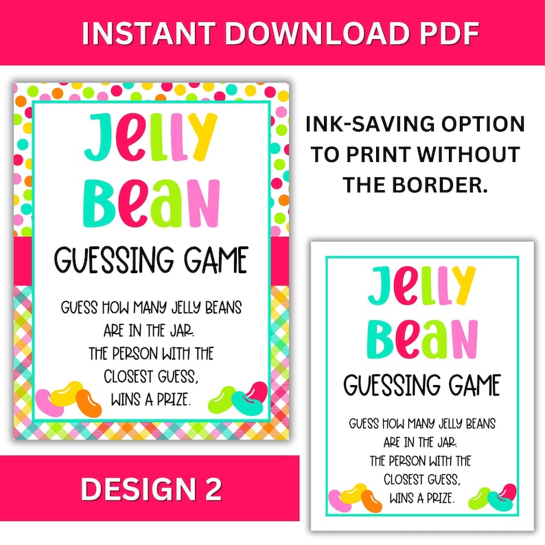 Jelly Bean Guessing Game Printable: Easter, Baby Shower, Classroom (PDF ...