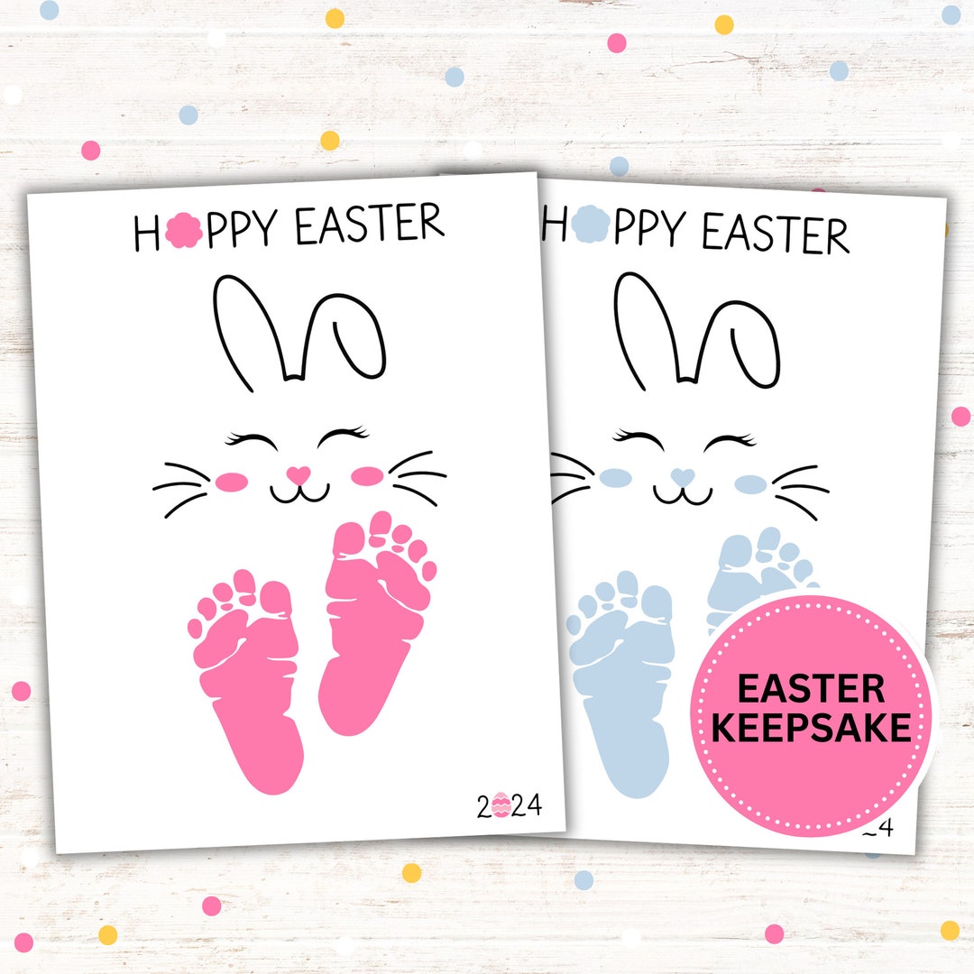 Easter Bunny Footprint Printable Footprint Art Fun Craft for Kids 3 ...