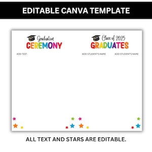Editable Pre-k Graduation Program, Canva Template, Instant Download, 8 ...