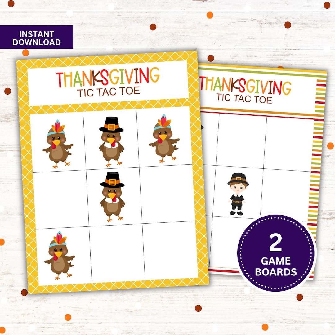 Thanksgiving Tic Tac Toe Printable Game Instant Download PDF 8.5x11 ...