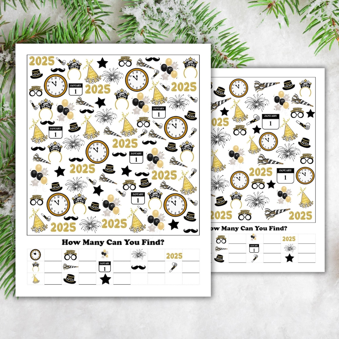 New Year's Eve Printable Game "how Many Can You Find?" | Standard ...