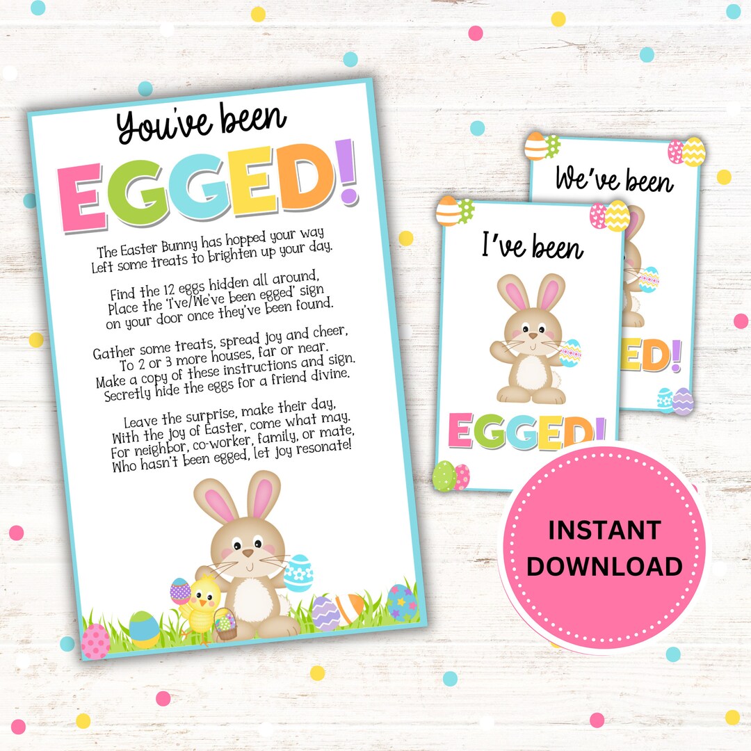 You've Been Egged Printable Instant Download PDF Easter Egg Hunt Signs ...