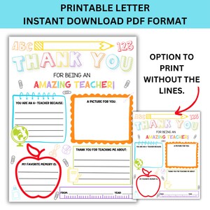 Teacher Appreciation Printable Teacher Appreciation Week Gift Thank You ...