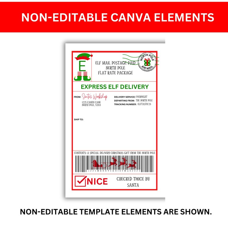 Elf Mail Printable Christmas Label, Santa Shipping Label, North Pole ...
