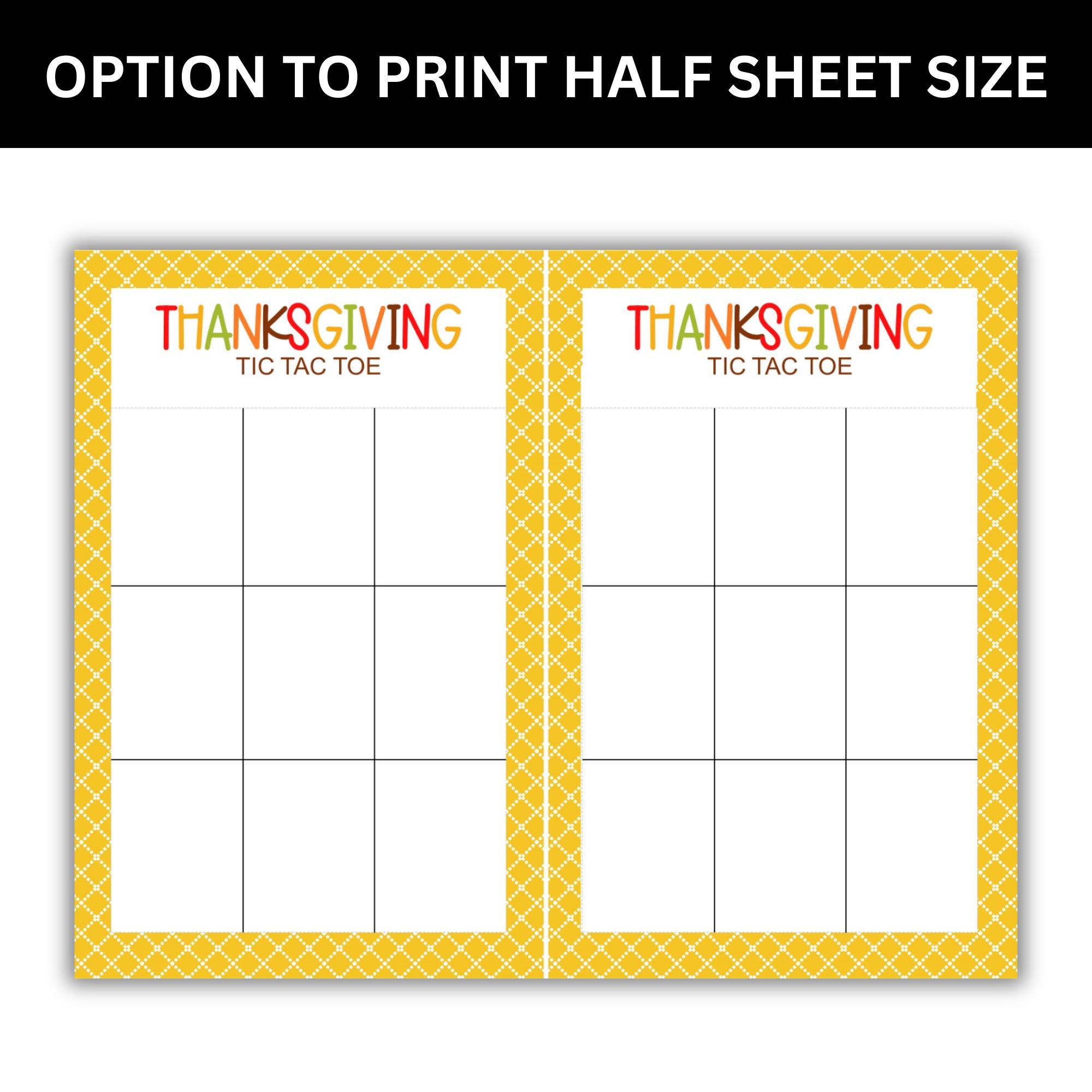 Thanksgiving Tic Tac Toe Printable Game - Instant Download PDF - Etsy