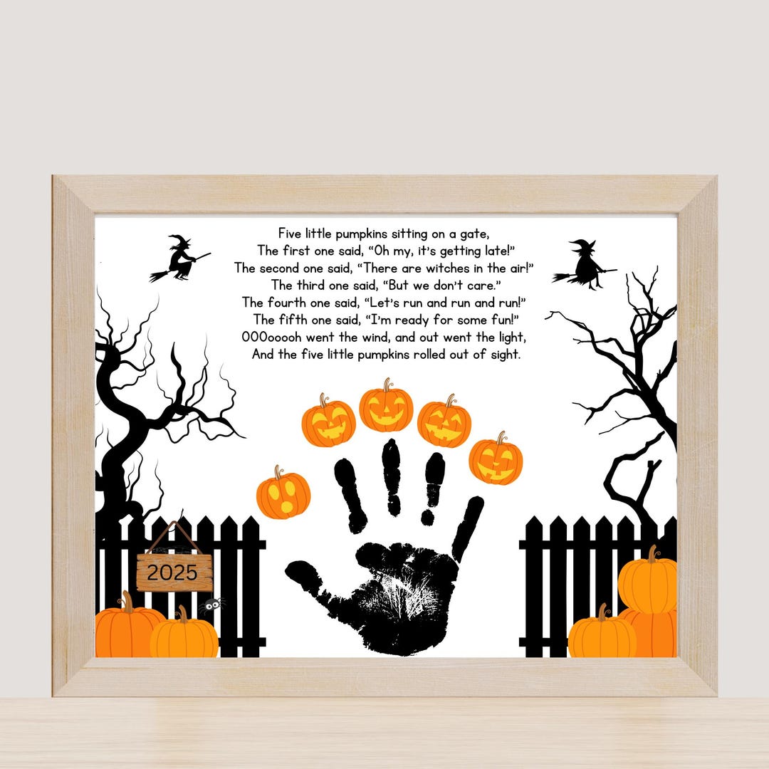 Five Little Pumpkins Handprint Craft, Kids Halloween Halloween Poem ...