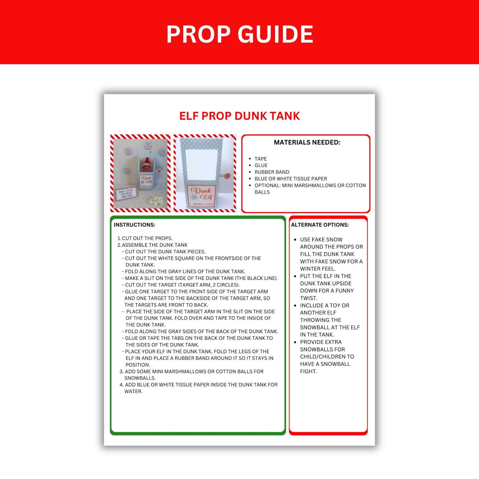 Elf Dunk Tank Printable Prop | Easy Elf Adventure - Etsy