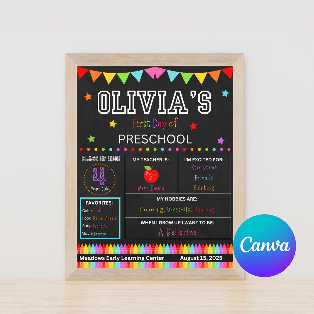 Editable First & Last Day of School Sign: Canva Template (digital ...