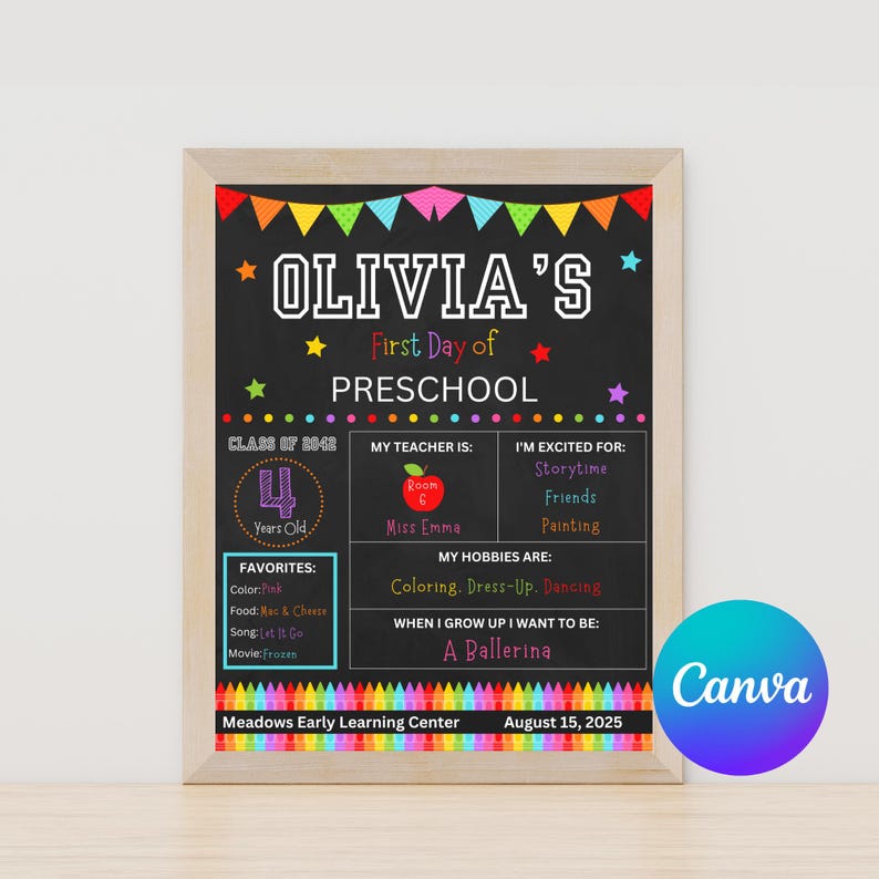 Editable First & Last Day of School Sign: Canva Template (digital ...