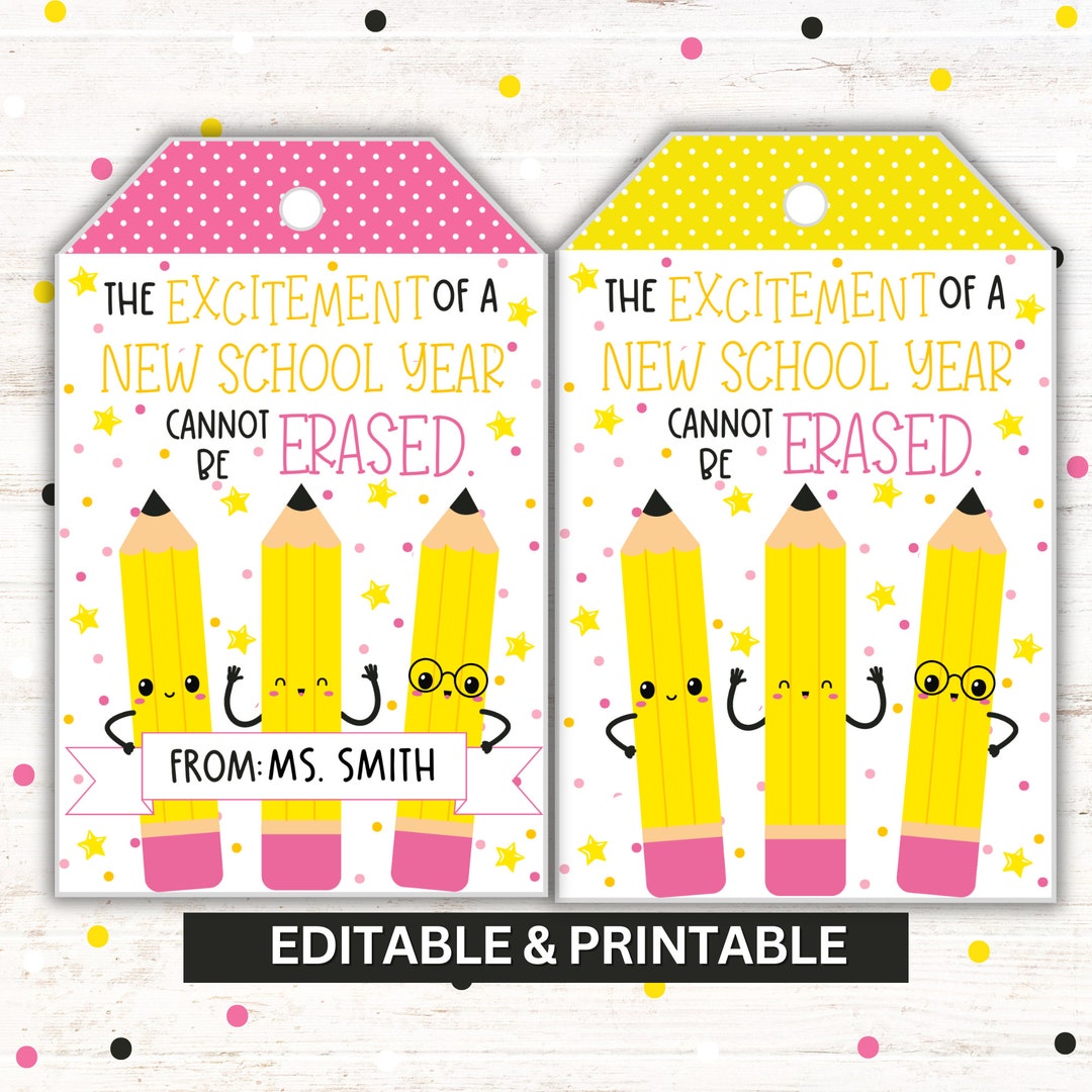 Printable Back to School Supplies Gift Tag, Editable First Day of ...