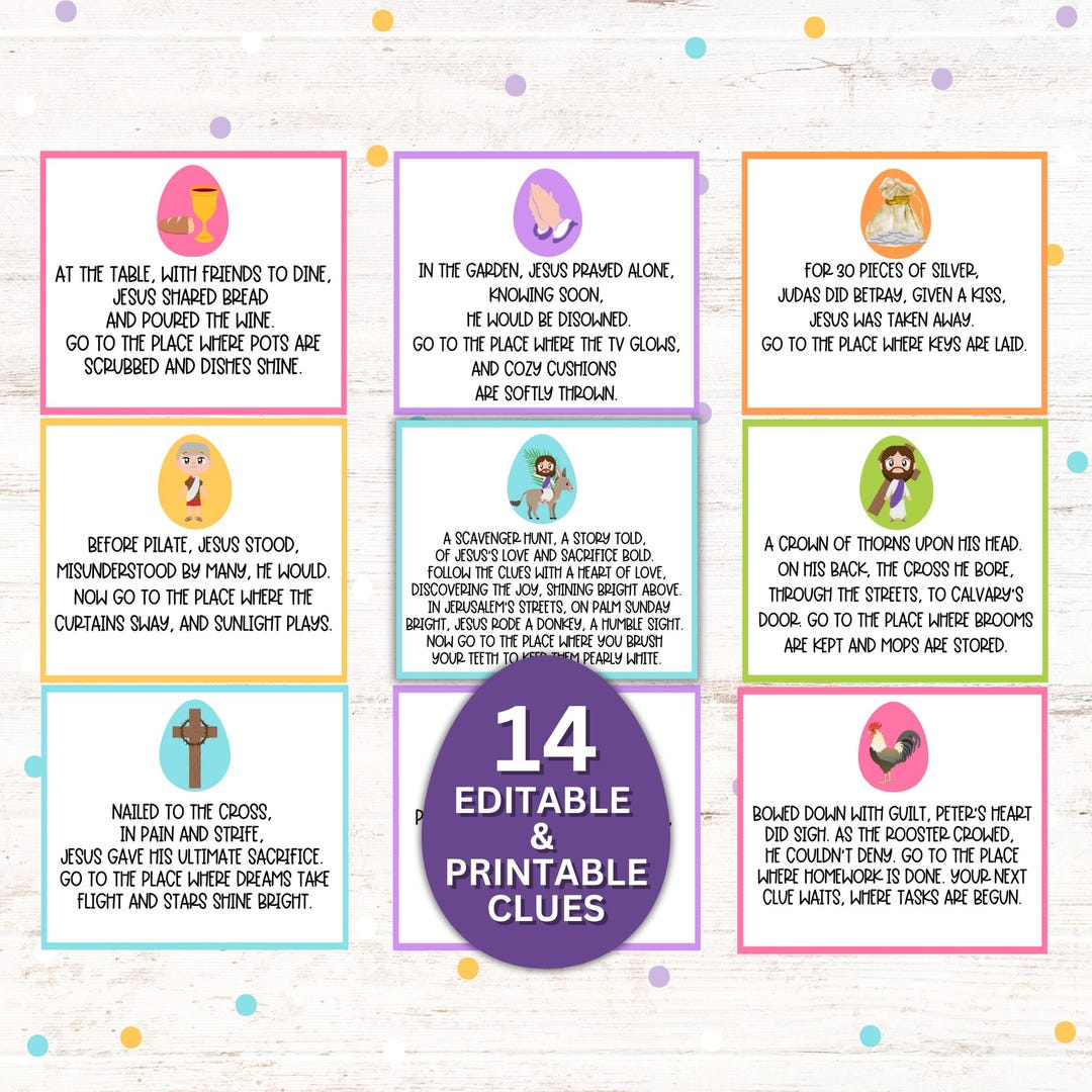 Easter Story Scavenger Hunt | Printable and Editable | Christ-centered ...