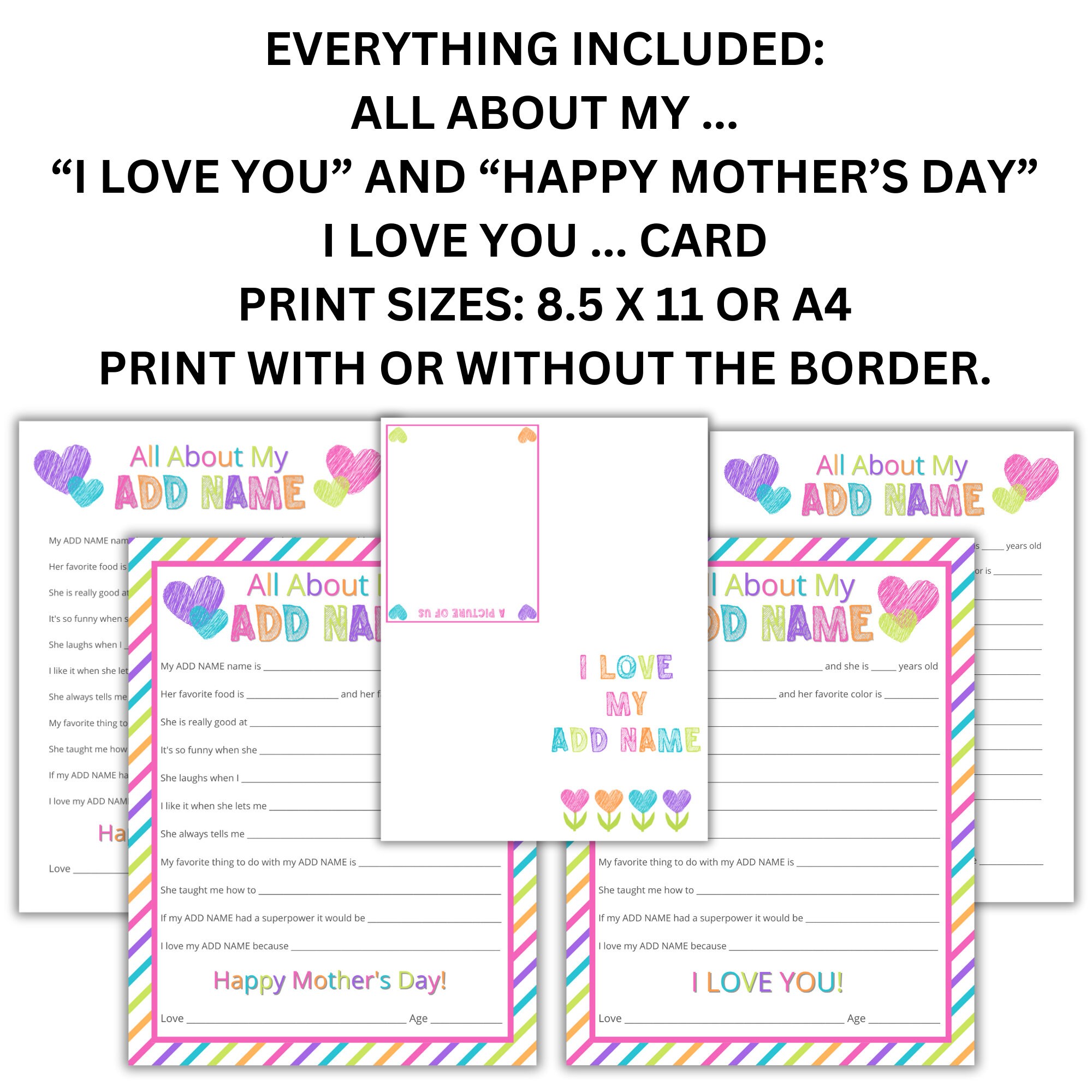 Personalized Mother's Day Questionnaire: Printable Gift for Mom (PDF ...