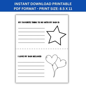 Printable Father's Day Booklet - Fun Prompts for Kids to Complete About ...