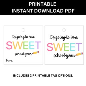 Editable Back to School Gift Tags: Sweet School Year, Canva Template ...