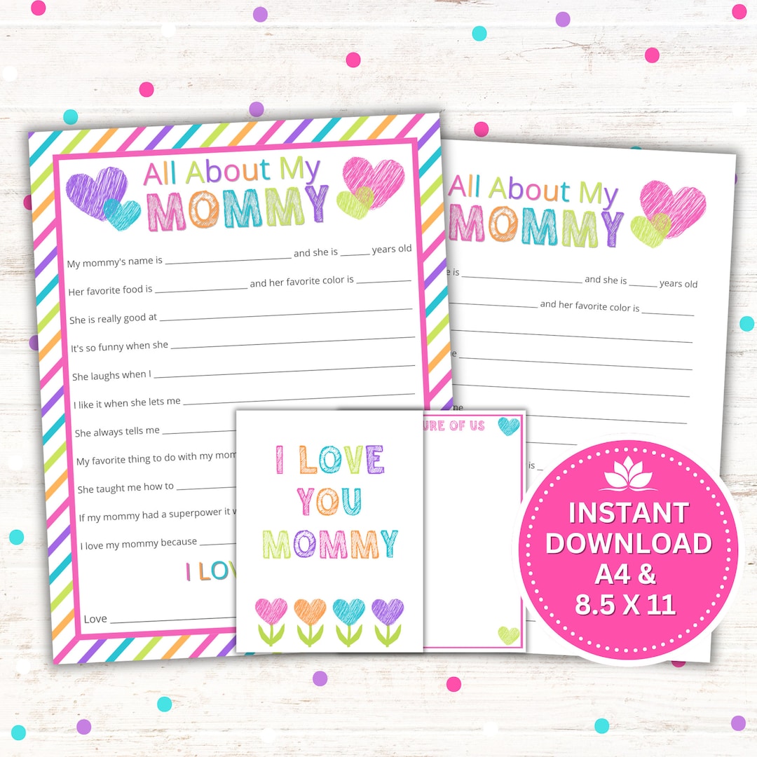 Mother's Day Gift - All About My Mommy Printable - Instant Download - Etsy