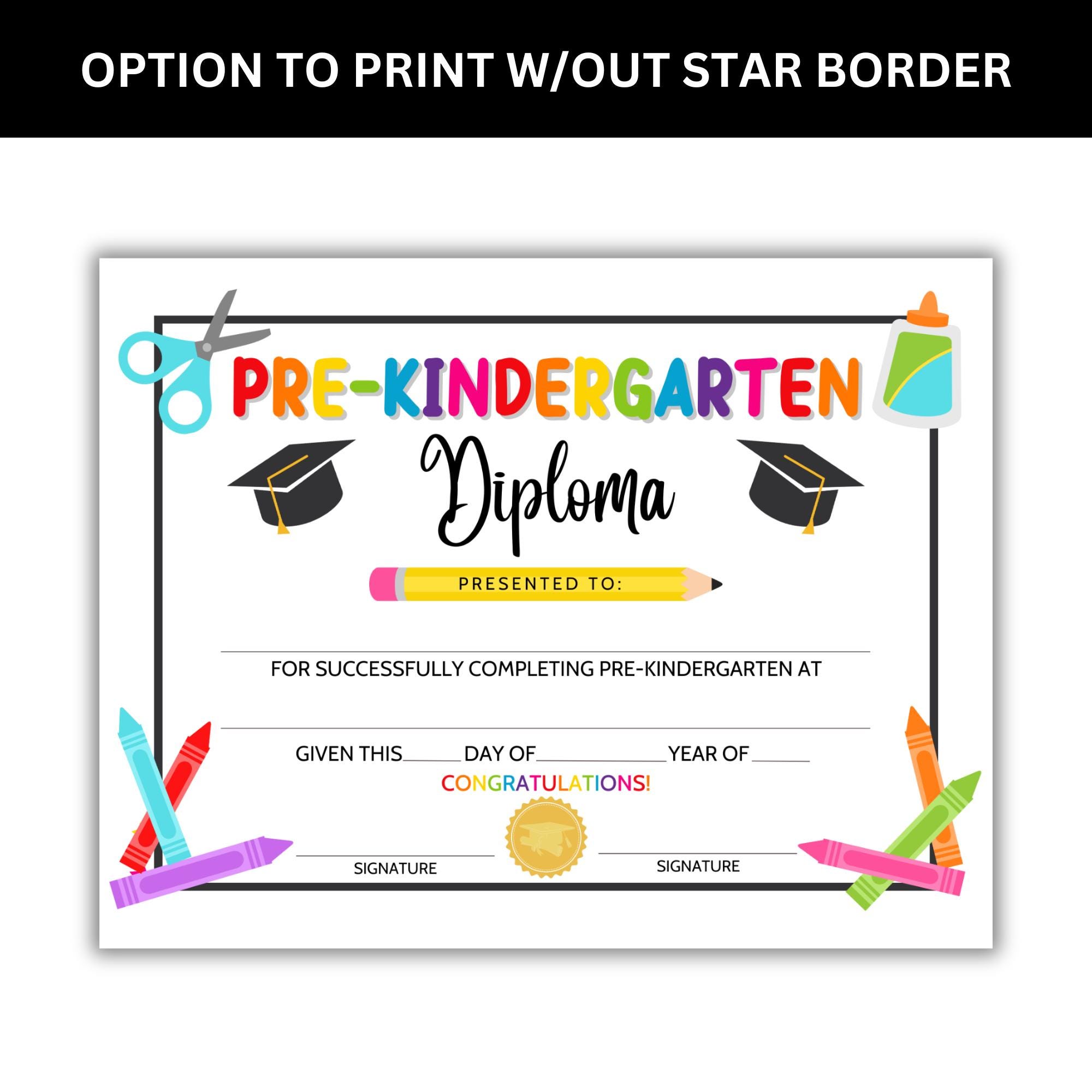 Pre-kindergarten Graduation Diploma, Editable Pre-kindergarten ...
