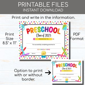 Editable Preschool Graduation Certificate, Preschool Graduation, Last ...